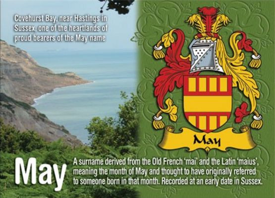 May Coat of Arms English Family Name Fridge Magnets Set of 2 - For ...