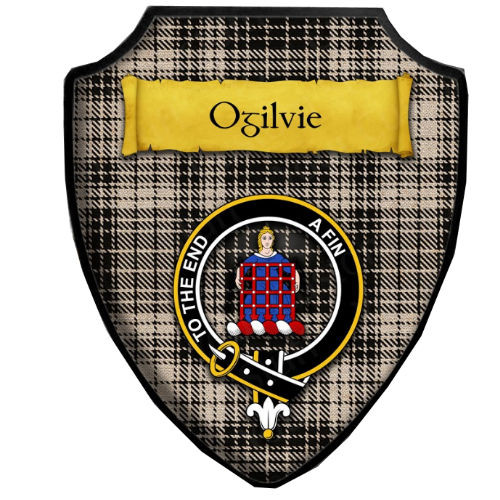 Ogilvie Dress Black White Ancient Tartan Crest Wooden Wall Plaque ...