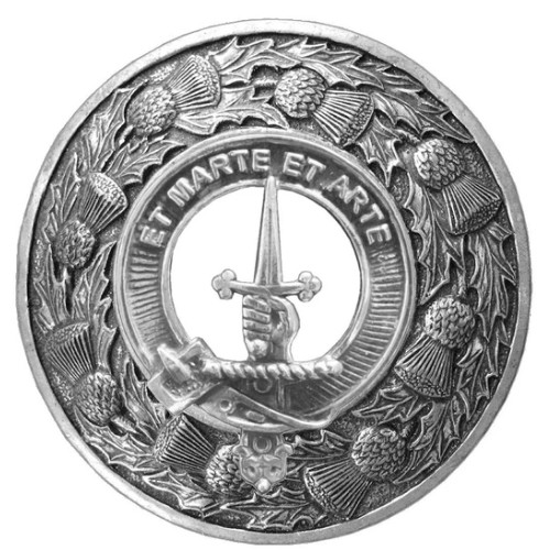 Bain Clan Crest Thistle Round Sterling Silver Clan Badge Plaid Brooch ...