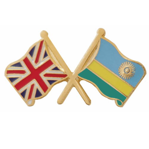 Union Jack Rwanda Crossed Country Flags Friendship Enamel Lapel Pin Set ...