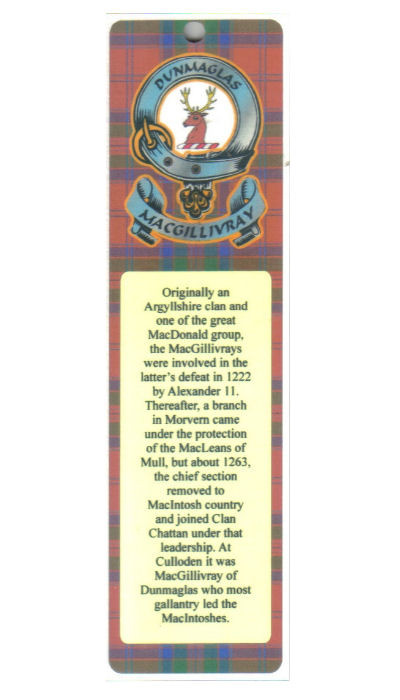 MacGillivray Clan Badge Clan MacGillivray Tartan Laminated Bookmarks ...