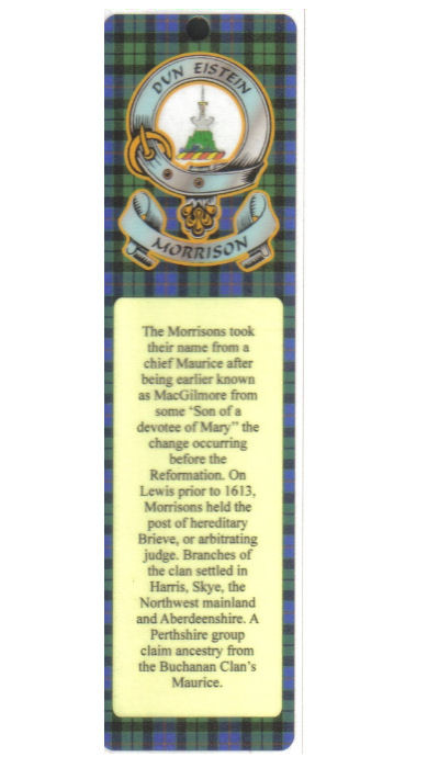 Morrison Clan Badge Clan Morrison Tartan Laminated Bookmarks Set of 2 ...