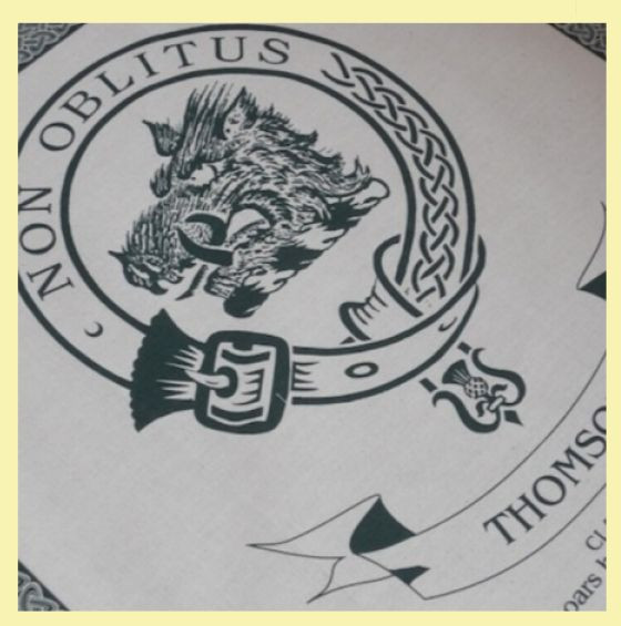 Thomson Clan Cloot Crest Unbleached Cotton Printed Tea Towel - For ...
