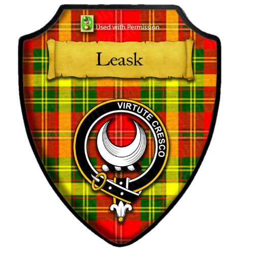 Leask Modern Tartan Crest Wooden Wall Plaque Shield - For Everything ...
