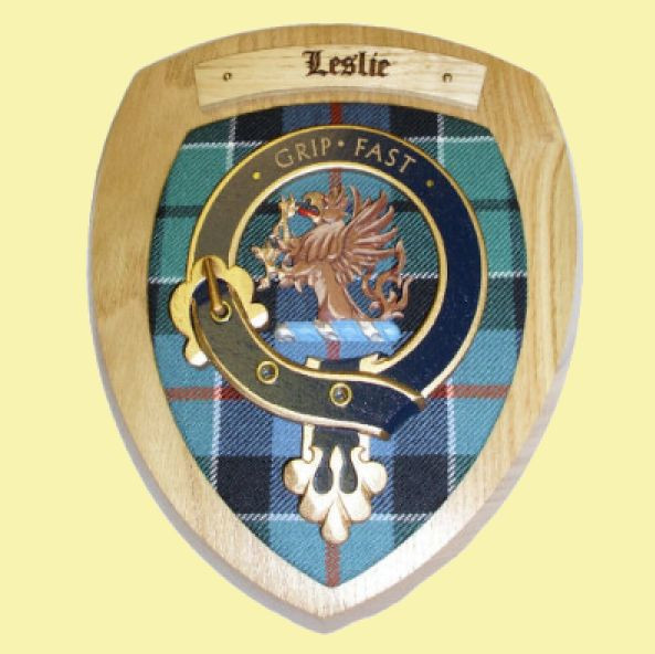 Leslie Clan Crest Tartan 7 x 8 Woodcarver Wooden Wall Plaque - For ...