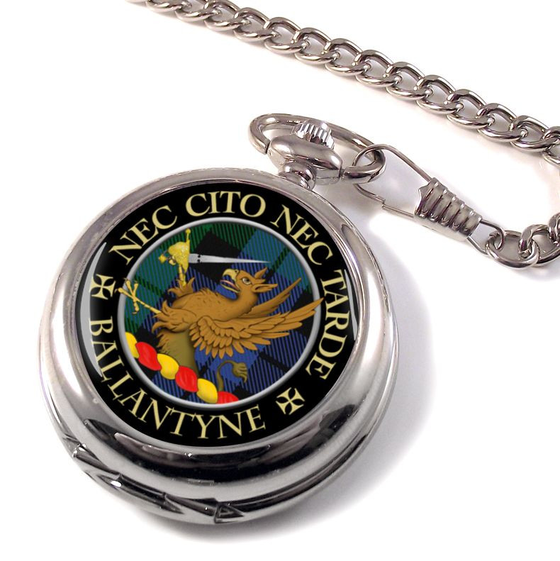 Ballantyne Clan Crest Round Shaped Chrome Plated Pocket Watch - For ...