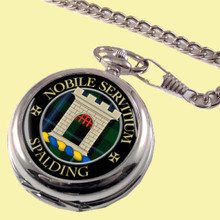 Spalding Clan Crest Round Shaped Chrome Plated Pocket Watch - For ...