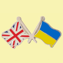 Union Jack Ukraine Crossed Country Flags Friendship Enamel Lapel Pin ...