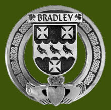 Bradley Irish Coat Of Arms Claddagh Stylish Pewter Family Crest Badge ...