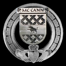 McCann Irish Coat Of Arms Claddagh Sterling Silver Family Crest Badge ...