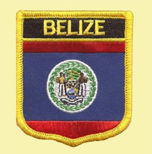 Belize Flag World Shield Embroidered Cloth Patch Set x 6 - For Everything Genealogy