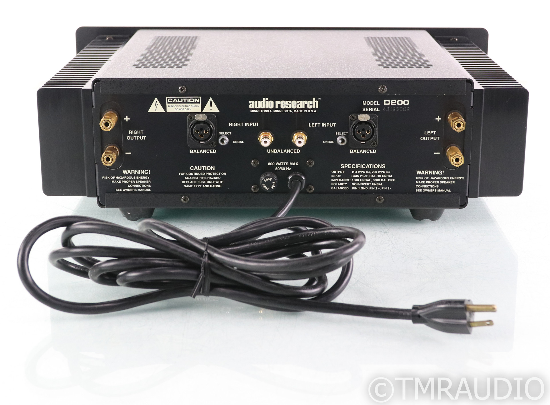 Audio Research Model D200 Stereo Power Amplifier; D-200; Black - The ...