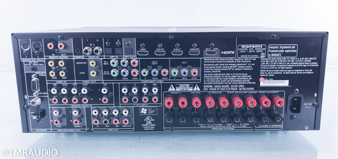 Marantz SR5005 7.1 Channel Home Theater Receiver; SR-5005; Remote ...
