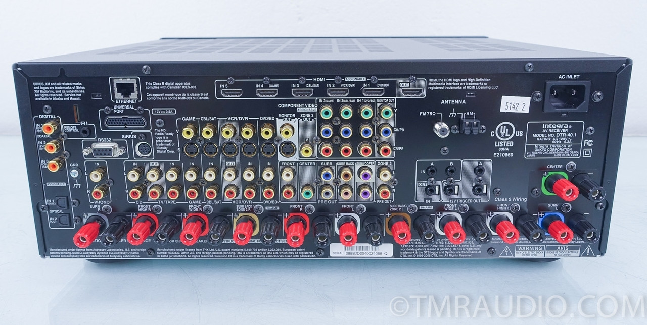 INTEGRA DTR-40.1 THX Select2 Plus, 2-Zone, 7.2 Channel 100 w Network ...