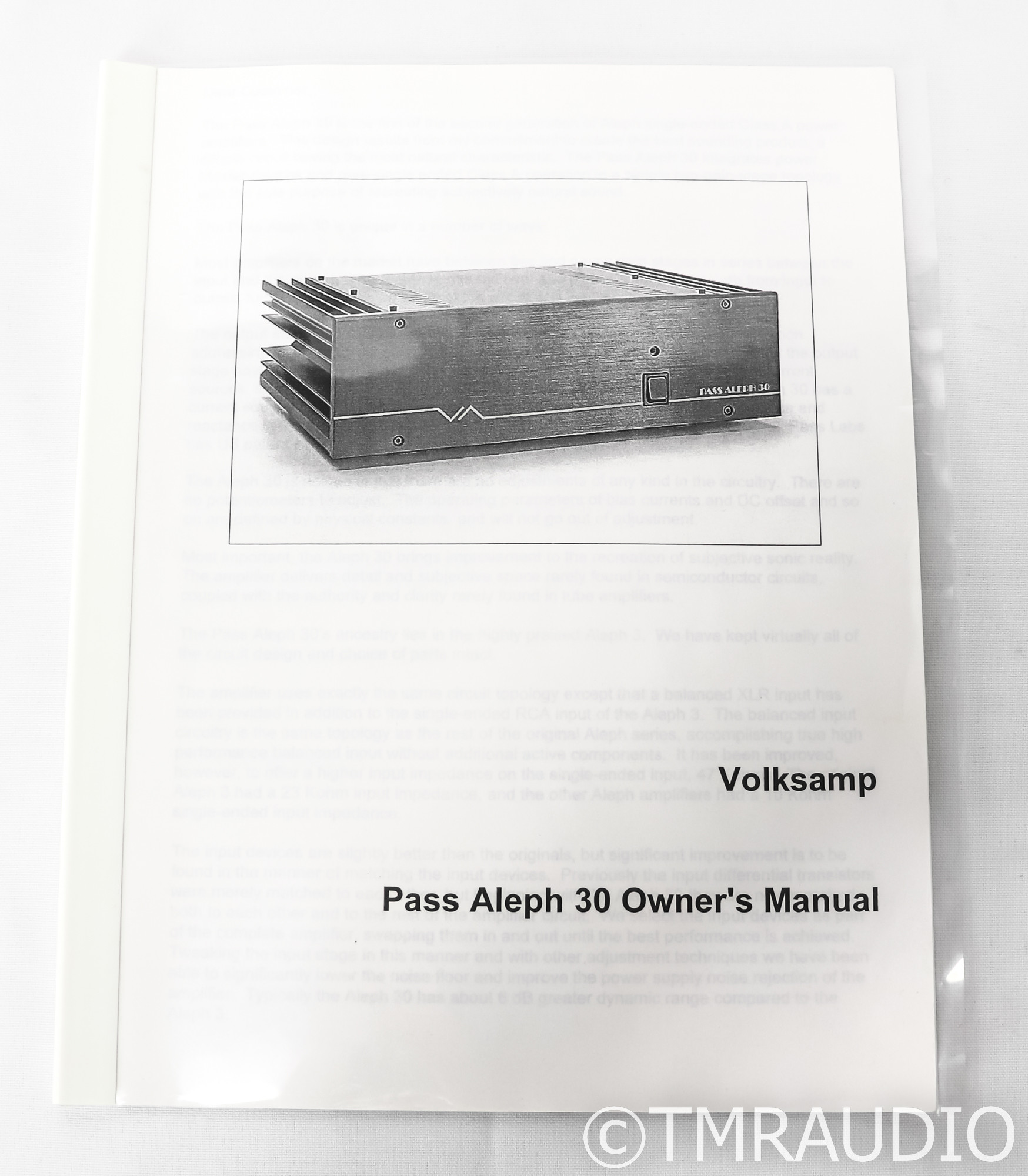 Pass Labs Aleph 30 Stereo Power Amplifier; A30; Volksamp; Black - The ...
