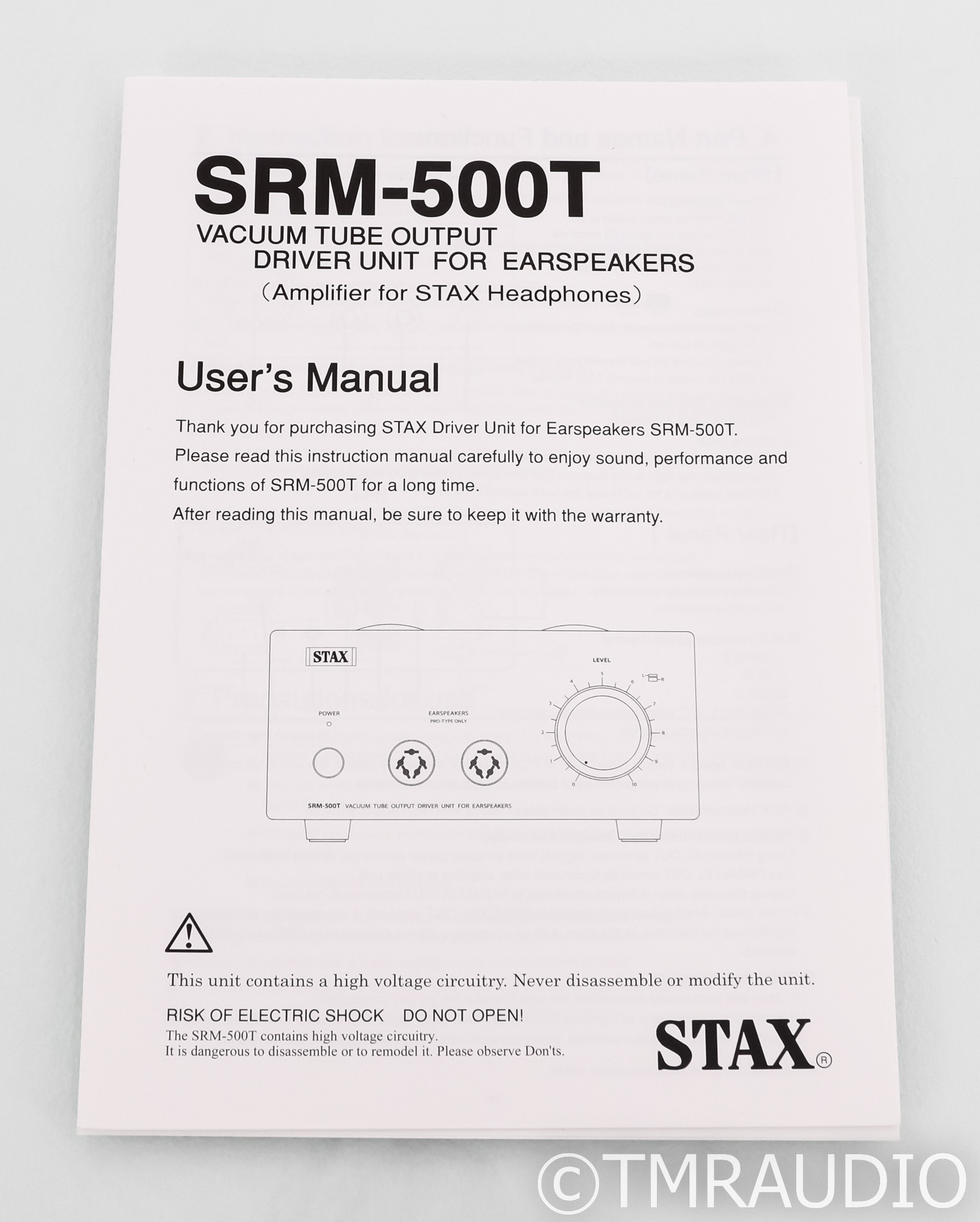 Stax SRM-500T Electrostatic Headphone Amplifier; SRM500T'; 5-Pin Pro ...