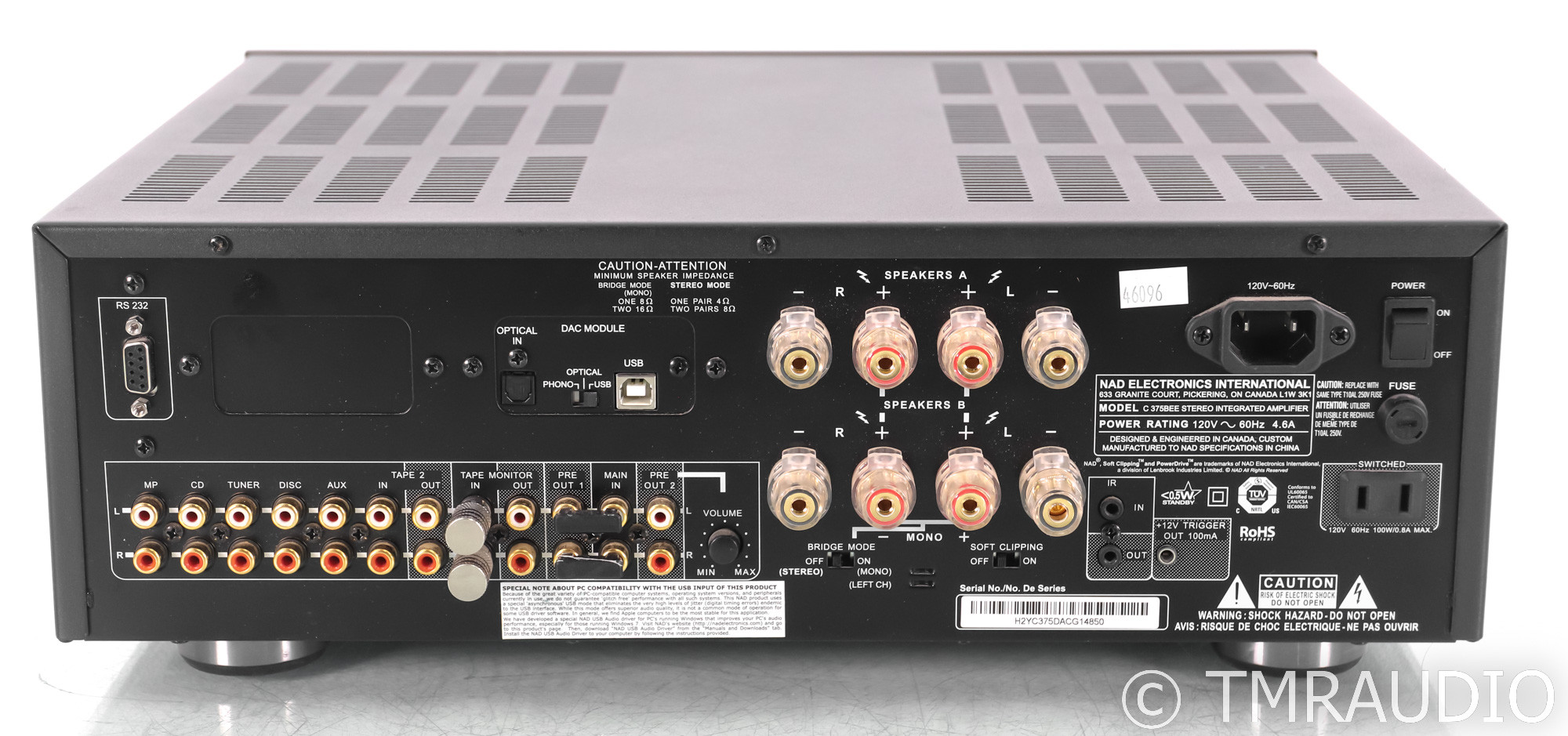 NAD C375 BEE Stereo Integrated Amplifier; C-375BEE; DAC - The Music Room