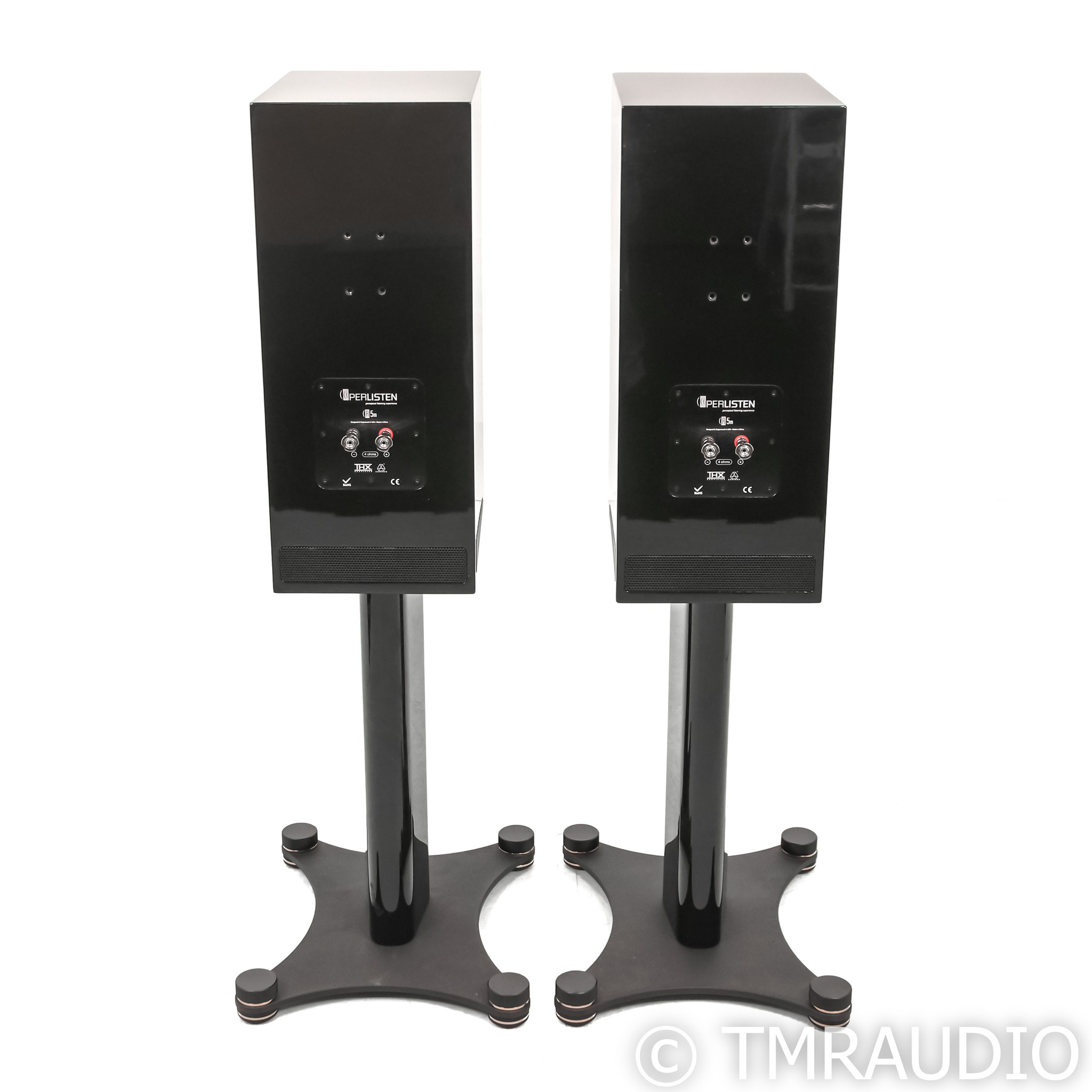 Perlisten R5m Bookshelf Speakers; Black High Gloss Pair with Stands; R5 ...