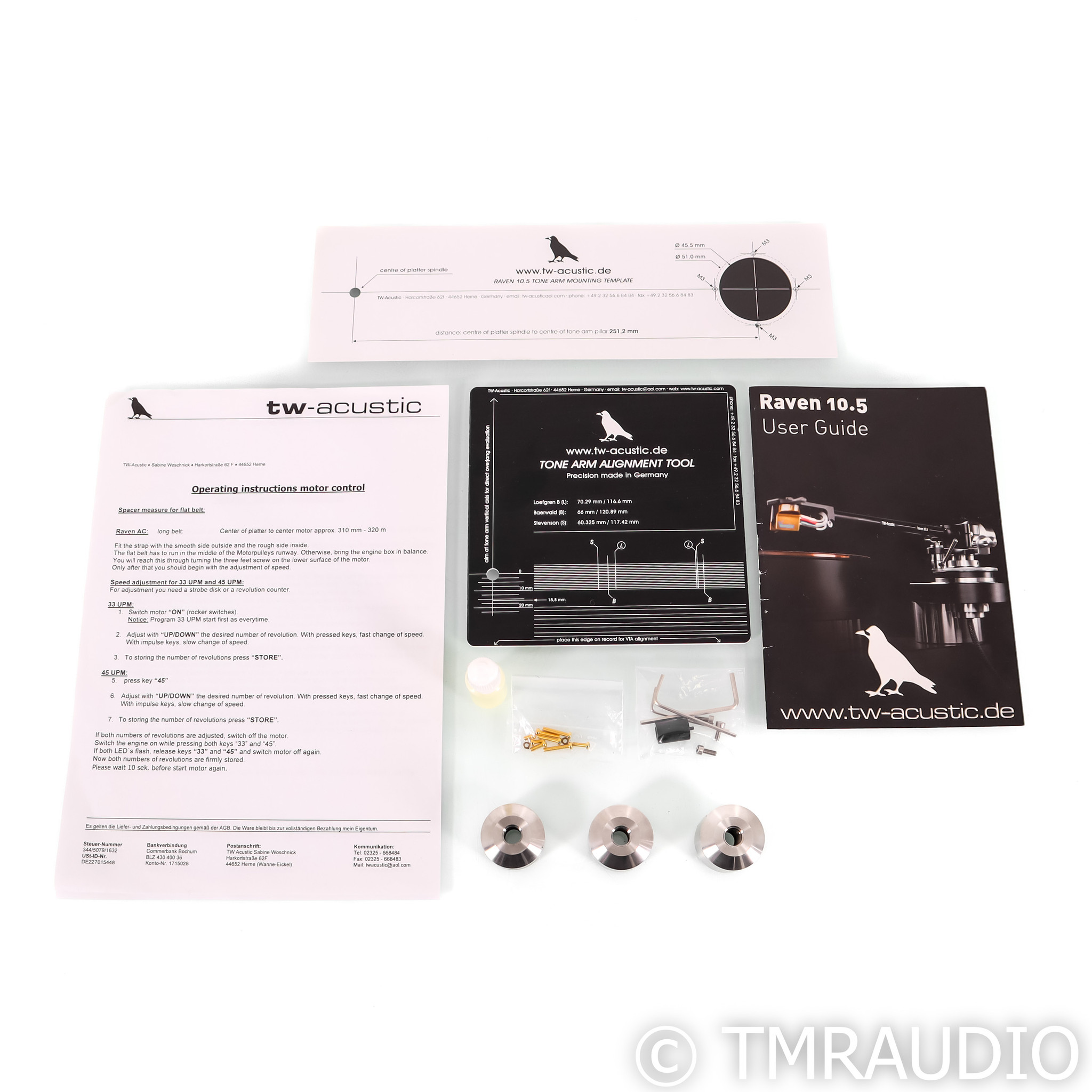 TW Acustic Raven AC Belt Drive Turntable; Raven 10.5" Tonearm; Miyajima ...