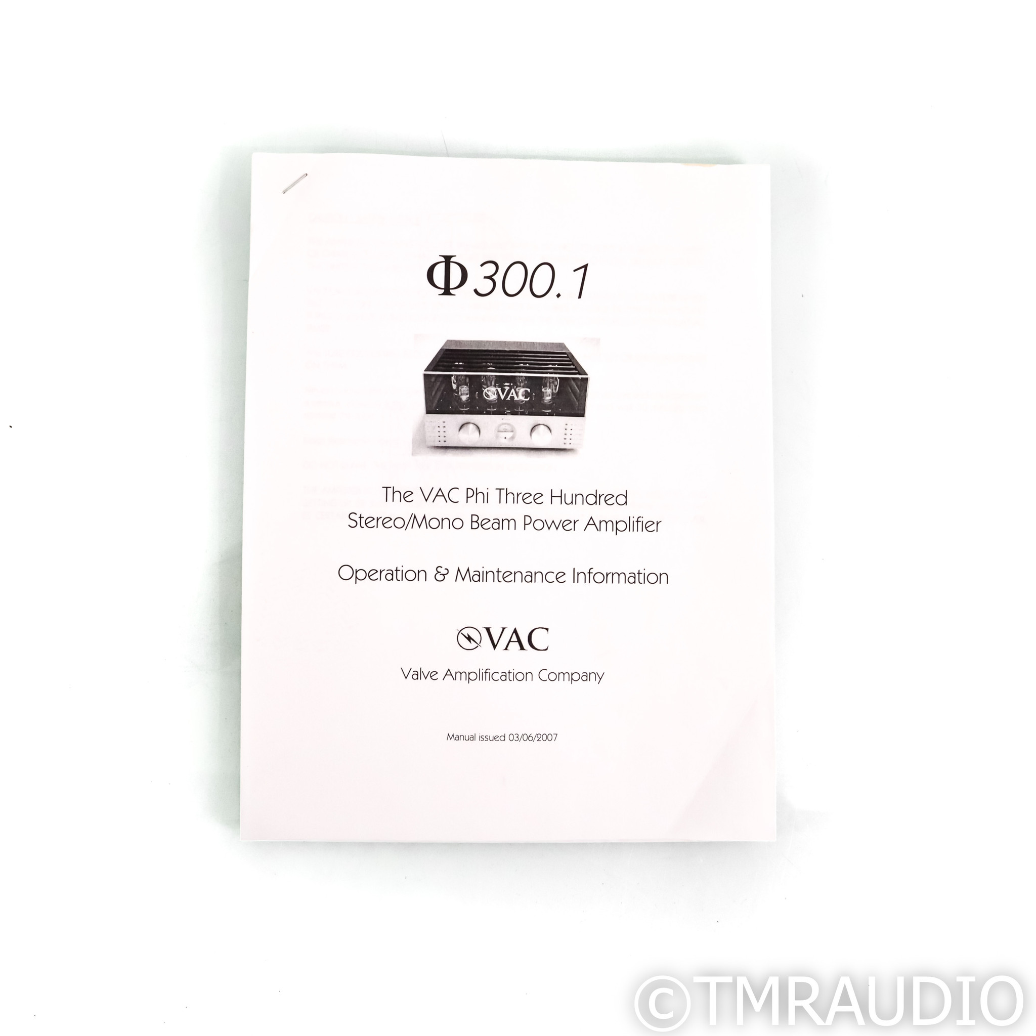 VAC Phi 300.1 Stereo Tube Power Amplifier (1/2) - The Music Room