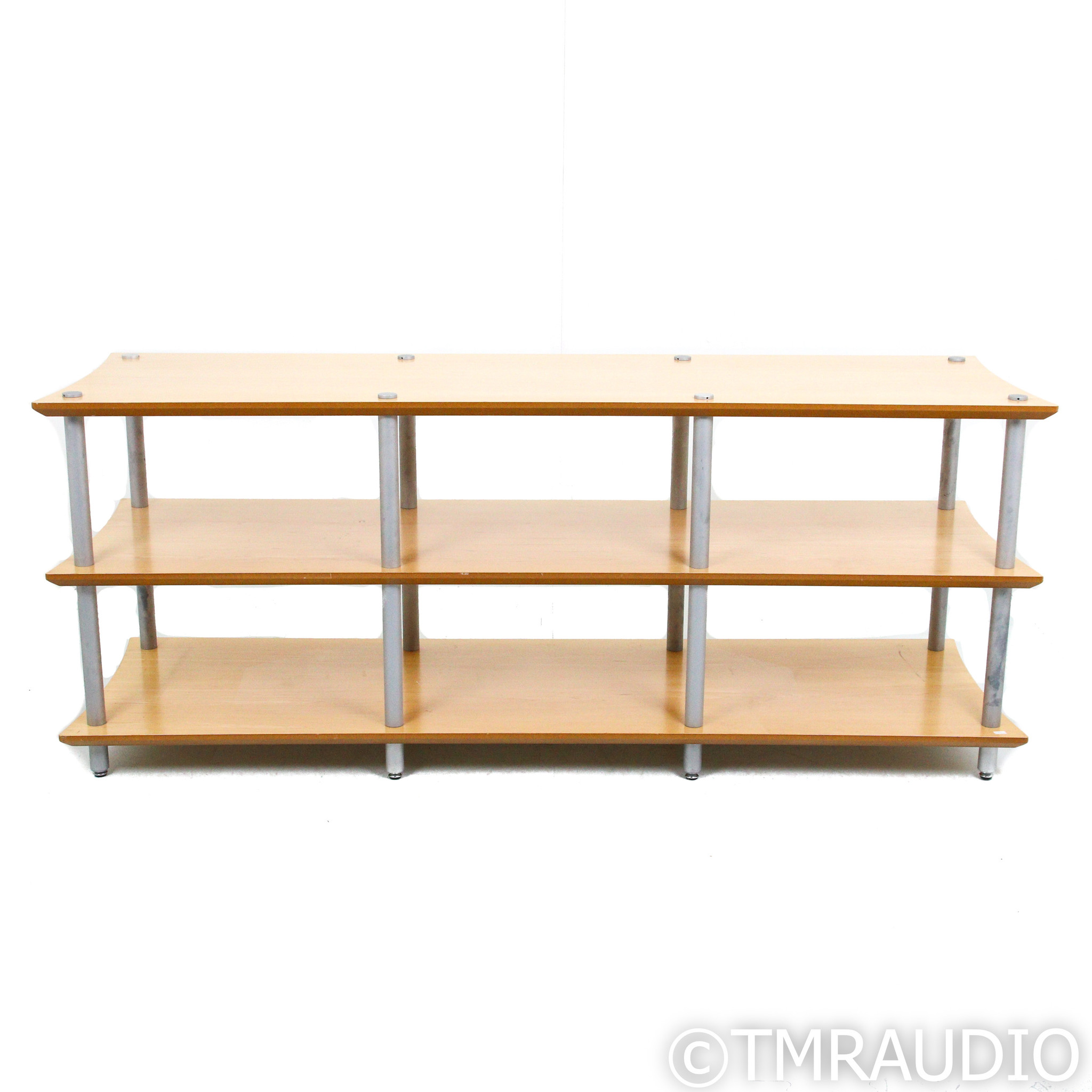 Quadraspire QAVX 3 Shelf Isolation Rack; Oak Shelves w/ Silver Columns ...