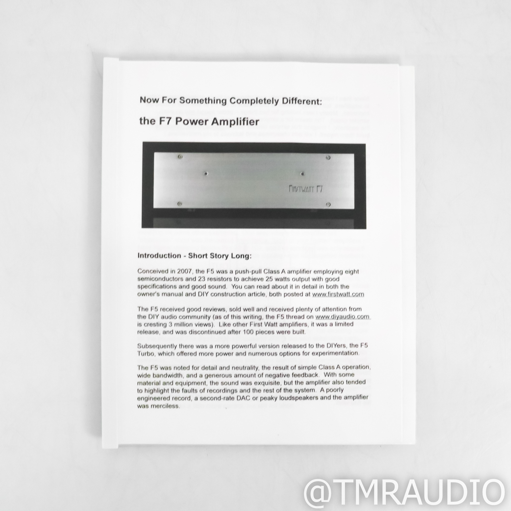 First Watt F7 Stereo Power Amplifier (SOLD11) - The Music Room