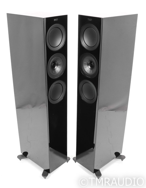 KEF R5 Floorstanding Speakers; R-5; Gloss Black Pair - The Music Room