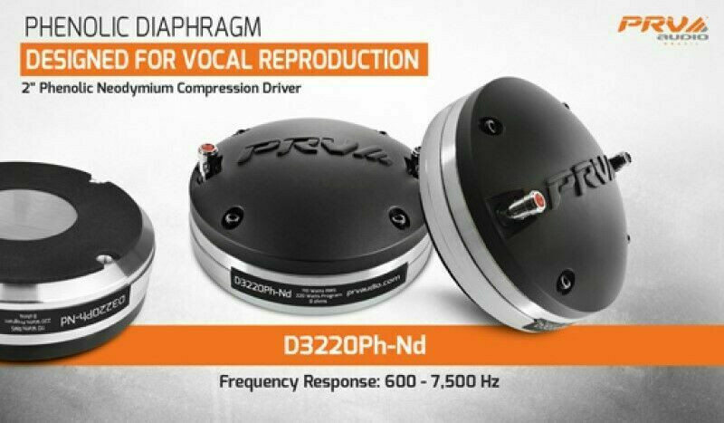 PRV D3220Ph-ND 2" PHENOLIC NEODYMIUM COMPRESSION DRIVER 220W 8-Ohms