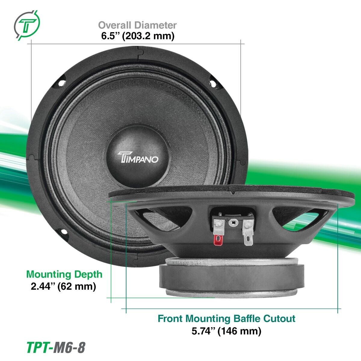 Timpano TPT-M6-8 6.5" COMPACT MID RANGE SPEAKER, 70 WATTS RMS, 8-Ohms ...