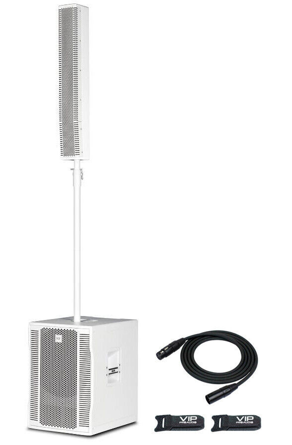 2x RCF EVOX 12 White Active Portable 2-Way Column Array DJ System 1400W ...