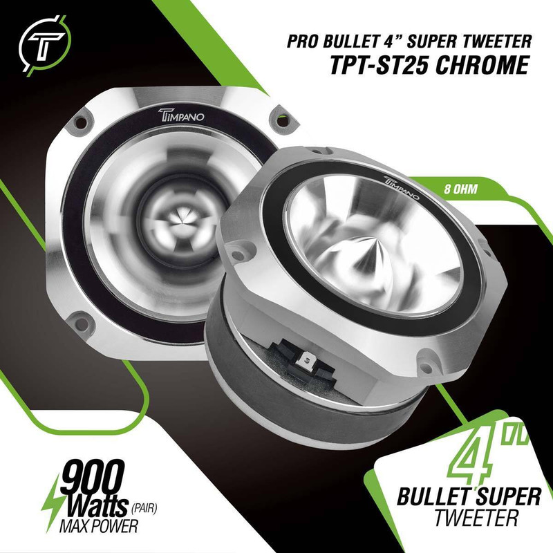 Timpano TPT-ST25 CHROME 4" PRO Audio Super Tweeters 900 Watts 8 Ohm ...
