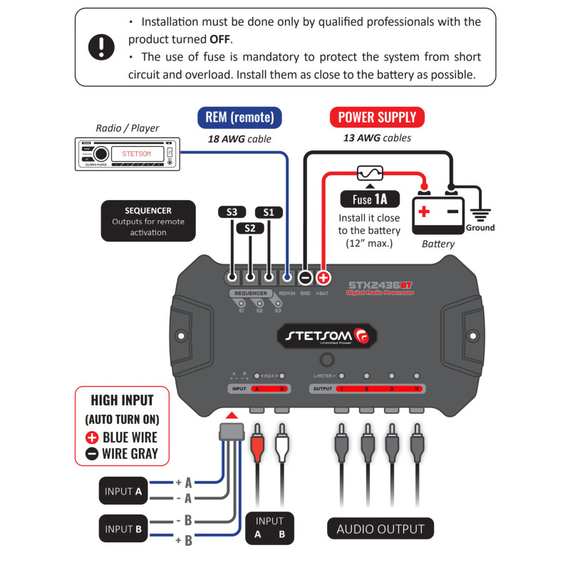 Stetsom STX2436BT Bluetooth Equalizer / Crossover 4 Output Channel with ...