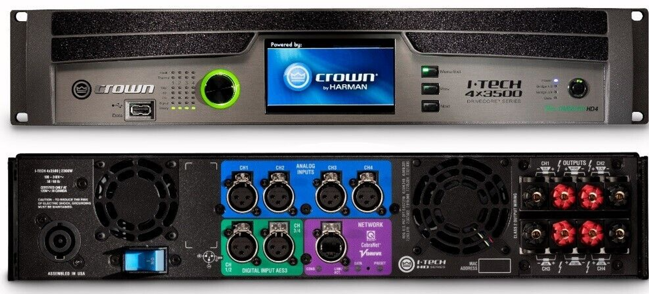 Crown I-Tech 4X3500HDS 4-Channel 3500W Rackmount Power Amplifier (With ...