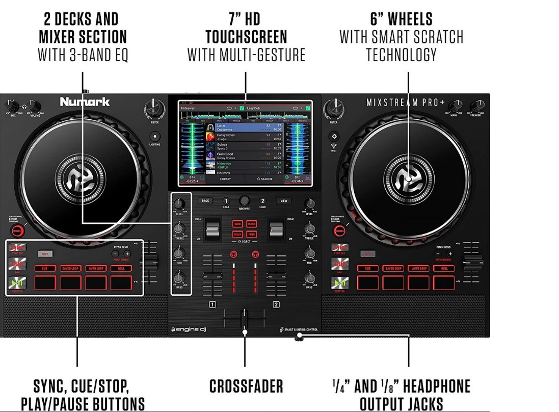 NUMARK MIXSTREAM PRO + STANDALONE DJ CONTROLLER AMAZON MUSIC, SERATO ...