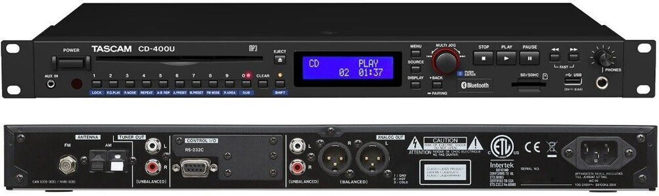 TASCAM CD-400U CD / SD / USB Player with Bluetooth Receiver and FM / AM ...