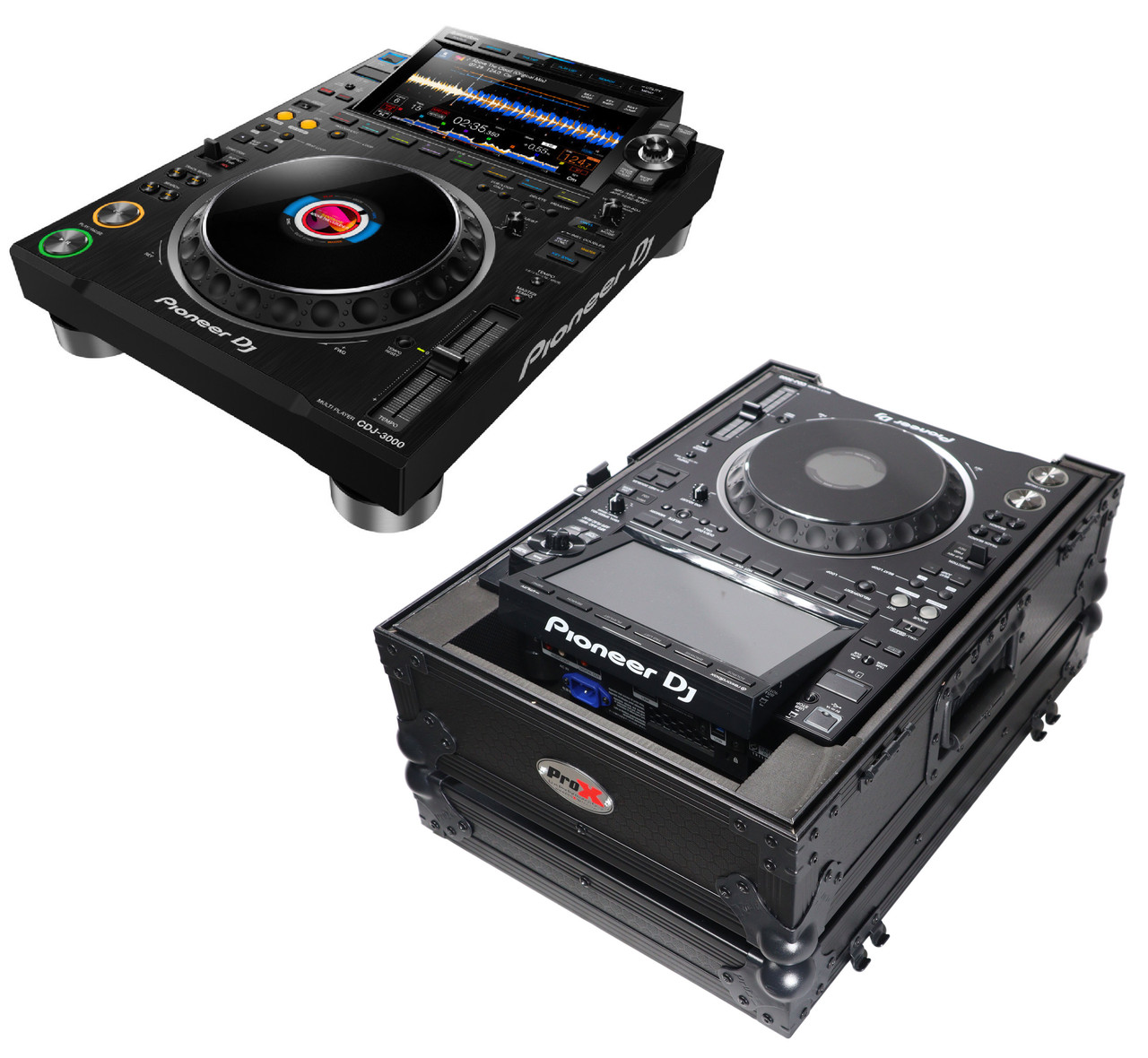 Pioneer CDJ-3000 RekordBox DJ Multi Player + ProX XS-CDBL Case for Large Format CD-Media Players ...
