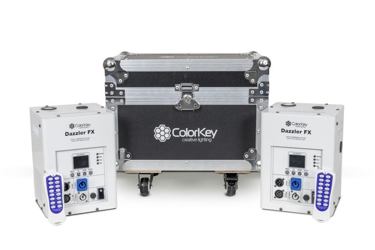 ColorKey CKU-7713 Dazzler FX MK2 cold spark machine 2-Pack Bundle W/ Road Case - VIP Pro Audio INC.