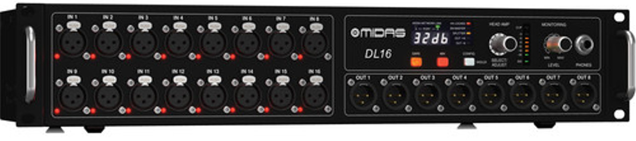 Midas DL16 16 Input, 8 Output Stage Box w/ 16 Midas Microphone ...
