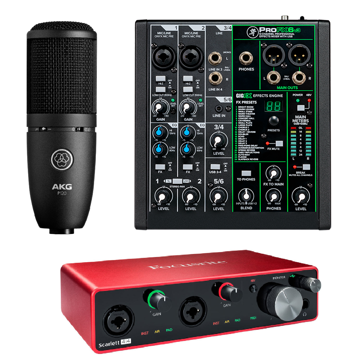 Mackie ProFX6v3 6-Channel Effects Mixer + AKG Perception P-120 ...