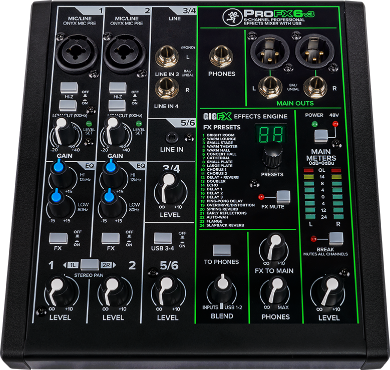 Mackie ProFX6v3 6-Channel Professional Effects Mixer with USB & FREE ...