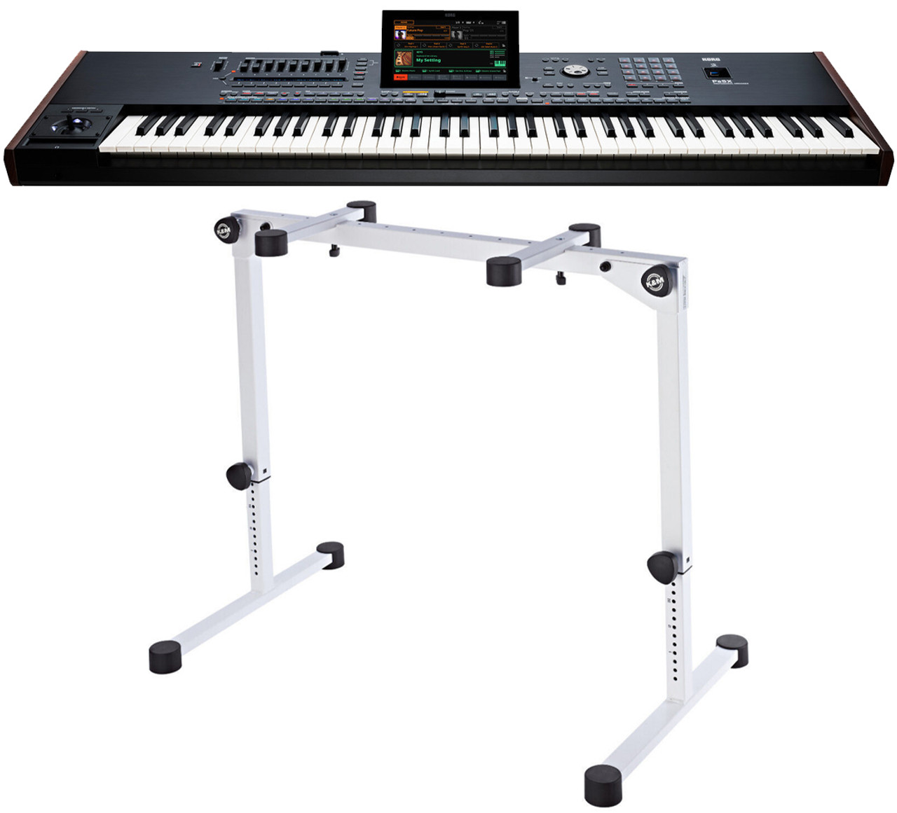 Korg PA5X76 76-Key Professional Keyboard / Arranger + K&M 18820 WHITE ...