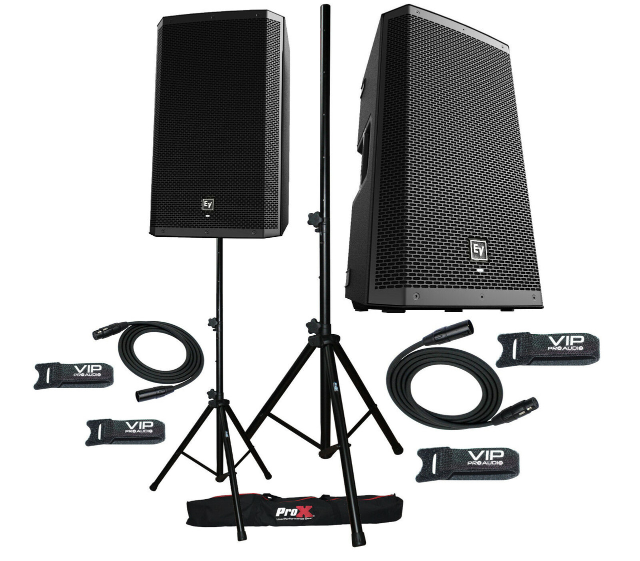 EV 2X ZLX-12P G2 ACTIVE DJ 1000W PA BLUETOOTH SPEAKER + STANDS W/ BAG ...