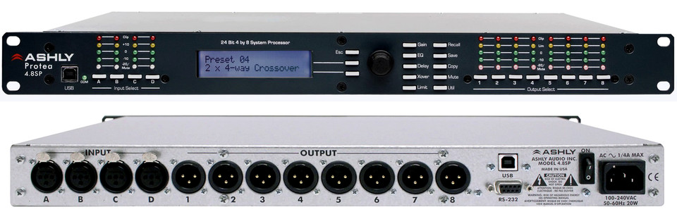 ASHLY PROTEA 4.8SP DSP LOUDSPEAKER SYSTEM PROCESSOR 4-IN X 8-OUT W/ USB - VIP Pro Audio