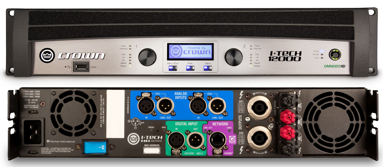 CROWN I-TECH 12000HD 2-CHANNEL, 4500 WATTS AT 4-OHMS PROFESSIONAL POWER ...