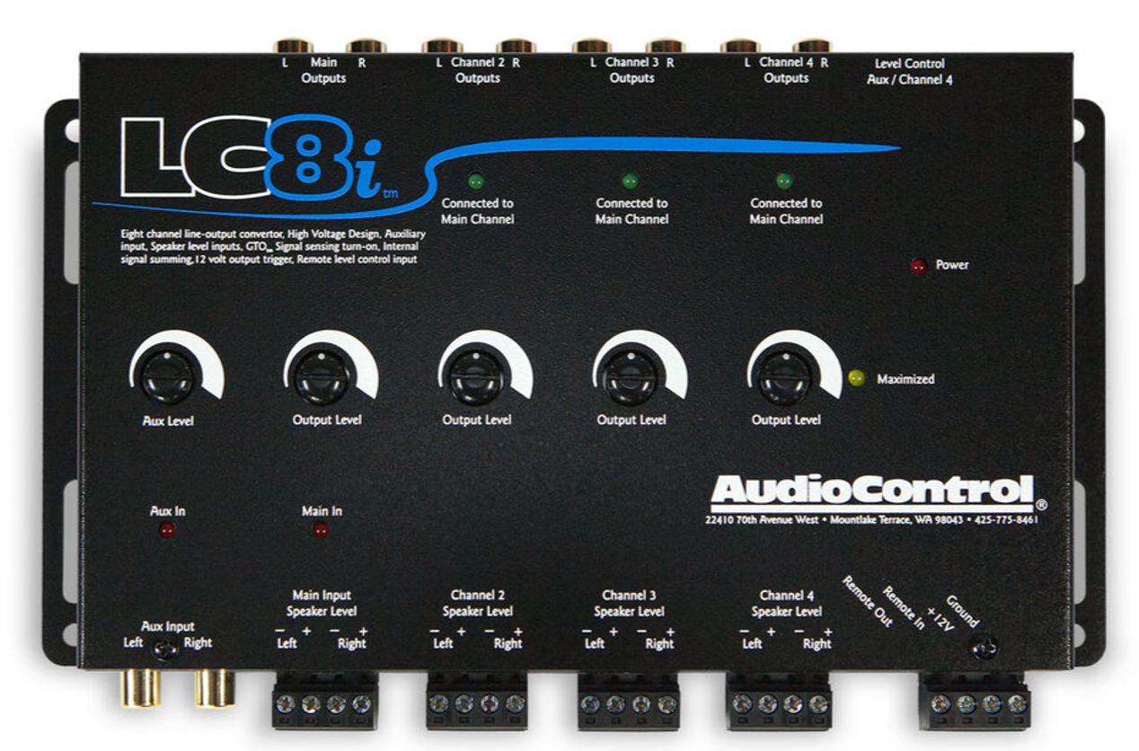 AUDIOCONTROL LC8I BLACK 8-CHANNEL LINE OUTPUT CONVERTER AUX INPUT FOR ...