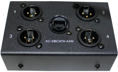 ProX XC-SBCAT6-4XM 4-Channel XLR-M CAT6 Audio / DMX Portable Snake Box
