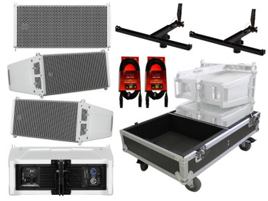 4x RCF HDL 6-A W Active Line Array, 2x Pole Mounts with ProX Case and ...