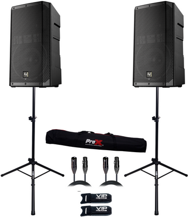 2x Electro-Voice ELX200-12P Active 12" 1200 Watts Class-D Amplified EV ...