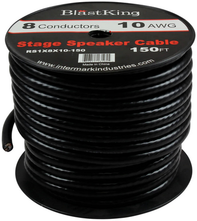 Blastking RS1X8X10-150 10 AWG 8-Conductor Copper aluminum Speaker Cable ...