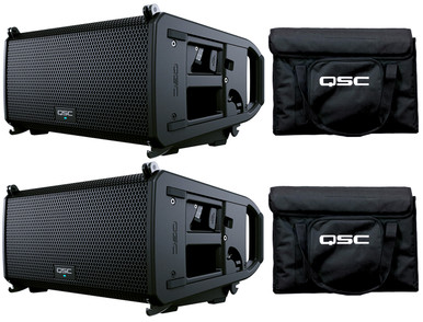 2x QSC LA108 8" 2-Way Powered Line Array 1300W DJ Loud Speaker + 2x ...